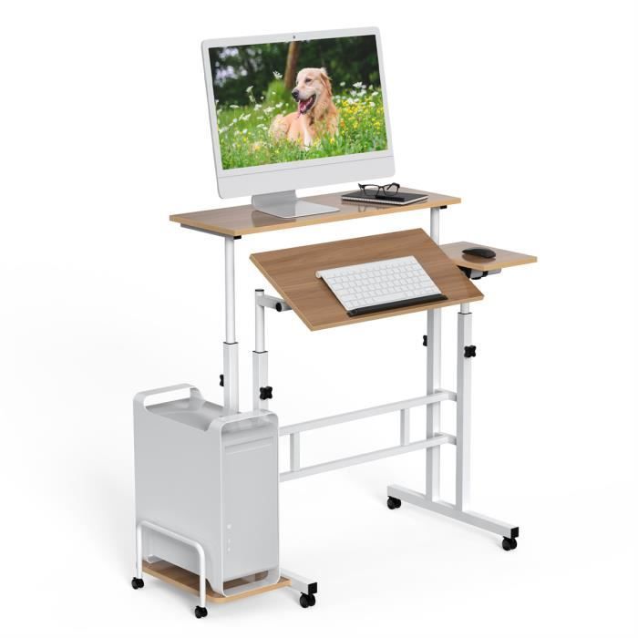 Bureau Informatique avec plateau inclinable et roulettes - LDSZXNE ...