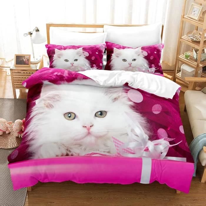 Parure De Lit Chat Imprimé Motif 135X200Cm Mignon Chat Housse De ...