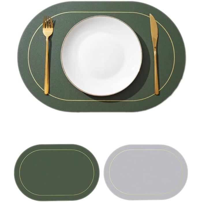 Set de table ovale bicolore en cuir - Wambere - Lot de 2 - Lavable et ...