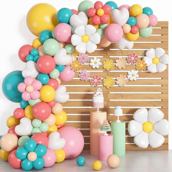 Daisy Arc-En-Ciel Pastel Ballons Arche, 161Pièces Macaron Rose Jaune ...