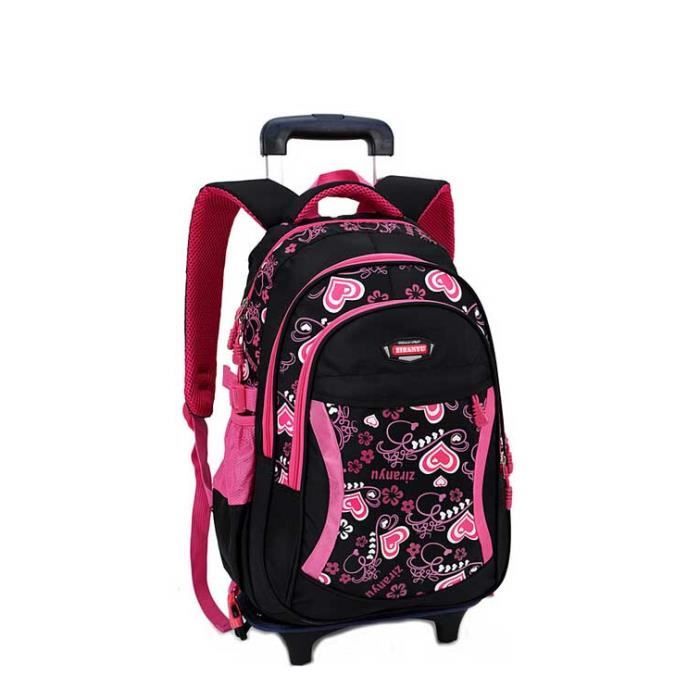 LYT® Sac à dos à roulettes trolley scolaire -- noir et rose Noir ... LYT® Sac à dos à roulettes trolley scolaire -- noir et rose Noir ...