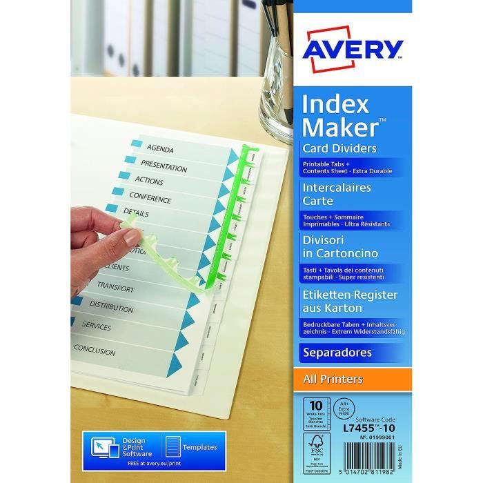 Dennison Intercalaires extra larges 10 touches Blanc A529 - Cdiscount ...