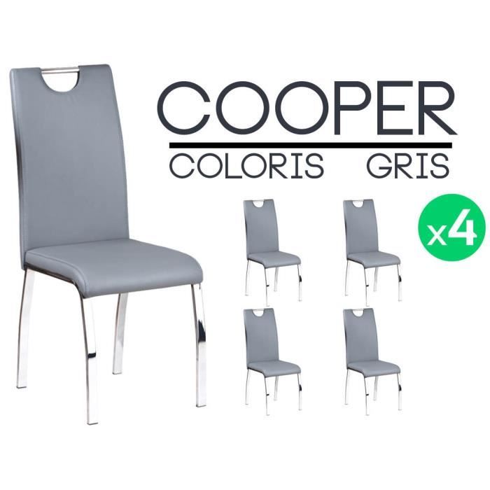 Cooper - Lot 4 Chaises Grises - Cdiscount Maison