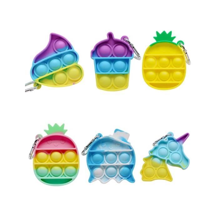 6 Pcs Mini Pop Fidget Simple Dimple Toy, Mini Push Pop Porte clé Fidget ...