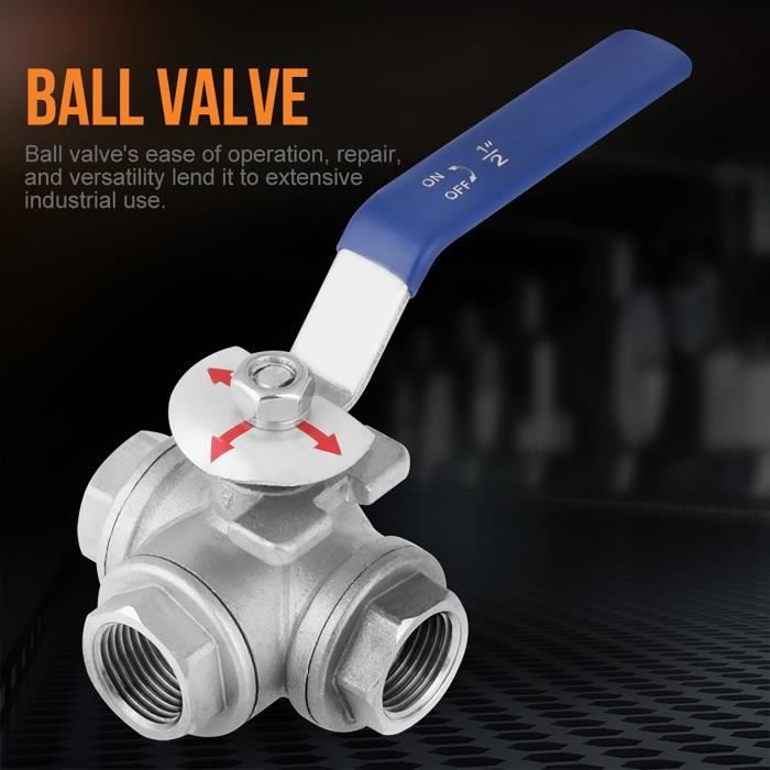 VIE® Vanne à boisseau sphérique Acier inoxydable Pipe T-port Ball Valve Type à trois voies ...
