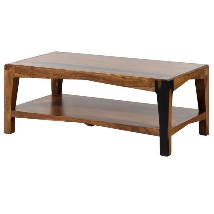 ANCONA 201 Table basse en bois de sheesham - laqué - brun foncé 115x60x45 - Cdiscount Maison