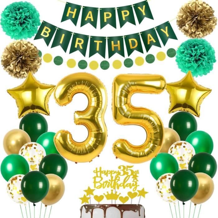 Vert Or Ballons 35 Ans Anniversaire,Décoration 35 Ans Anniversaire ...