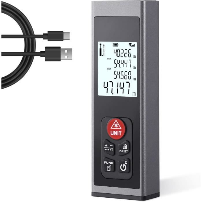 Télémètre Laser Numérique - Hychika Mètre Laser Type C Rechargeable 60M ...