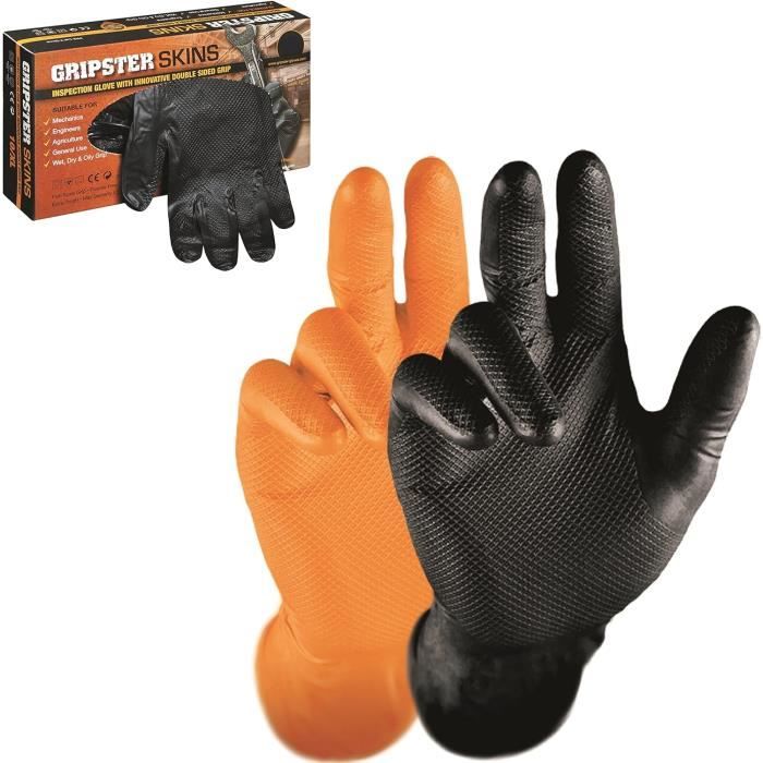 Gripster Skins Nitril Grip Lot De 50 Gants Jetables En Nitrile Noir ...