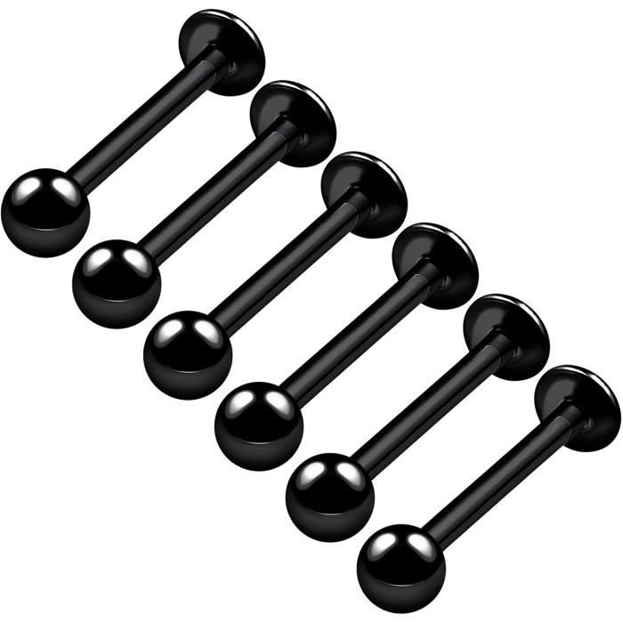 Lot De 6 Piercings Labret En Acier Chirurgical Anodisé Avec Boule ...
