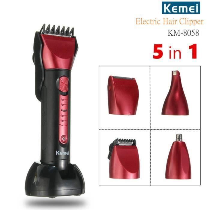 KEMEI 5 en 1 Pro Tondeuse à Cheveux Barbe Pr Hommes Kit Électrique Rechargeable Di44484 ...