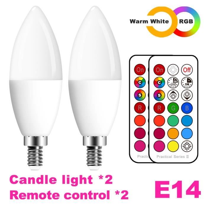 AMPOULE LED,E14 Warm White x2--Ampoule LED E14 intelligente, couleur bougie, signe néon, ruban ...