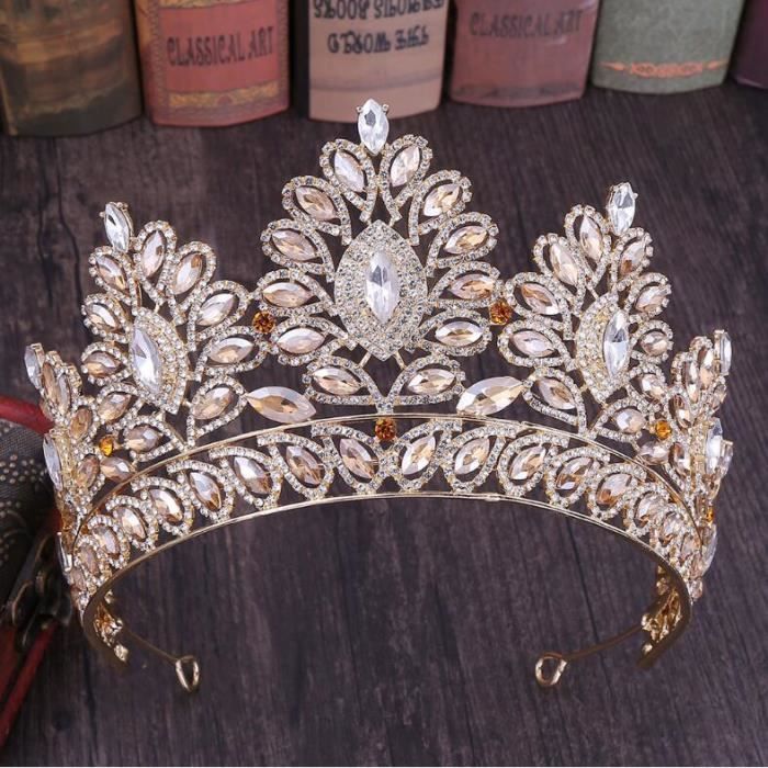 DIADEME,Gold Gold--couronne de diadème Baroque Vintage, en cristal rose ...