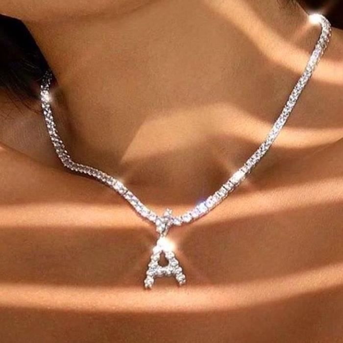 Letter L neklace-42cm -Collier Initial de lettres pour femmes couleur ...