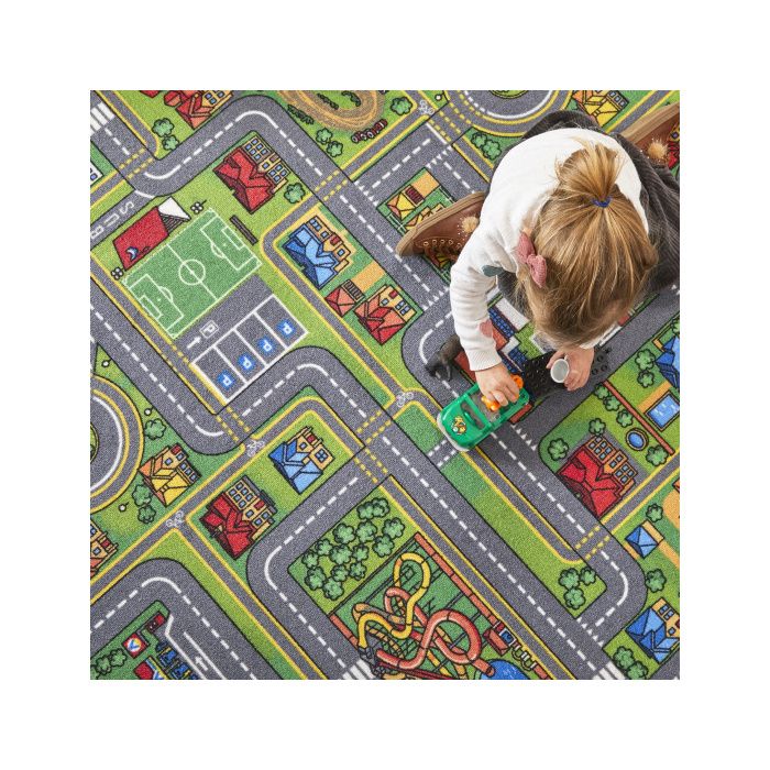 Moquette de jeu enfant - Circuit de voiture - Ville - Rouleau de 4m x ...
