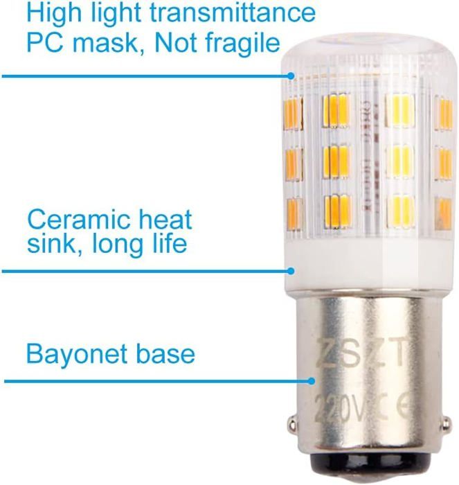 BA15D Ampoule LED 5W 220V Blanc Chaud 3000K Double Culot baillonnette ...