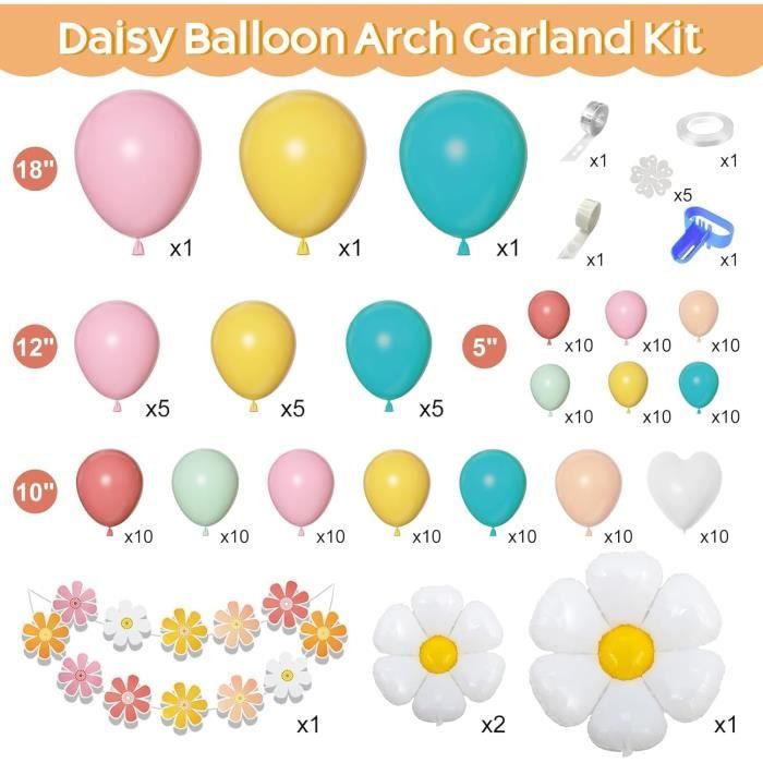 Daisy Arc-En-Ciel Pastel Ballons Arche, 161Pièces Macaron Rose Jaune ...