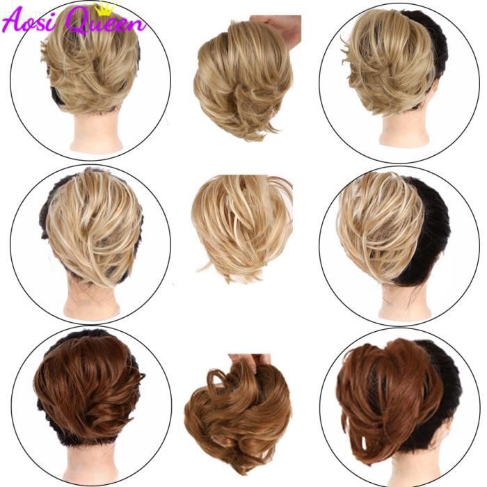 Q20-12A613--AS Chignon Synthétique, Faux Cheveux Naturels, Bande ...