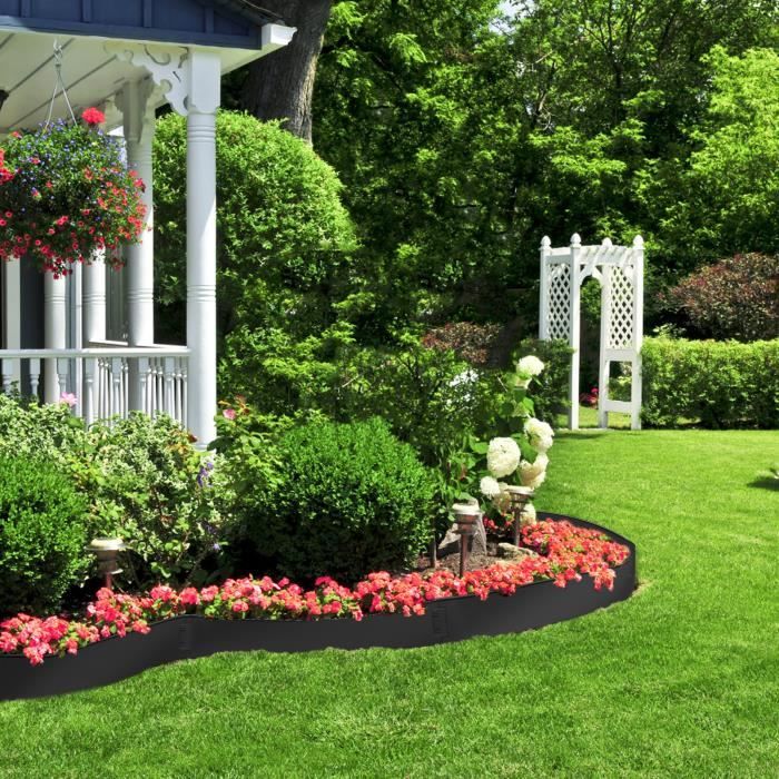 Bordure de Jardin en métal galvanisé flexible - XMTECH - 100 x 15 cm - Noir - Cdiscount Jardin