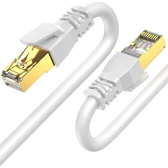 Cat 8 Câble Ethernet 2M RJ45 Réseau Haut Débit 40Gbps 2000MHz SFTP Compatible avec PS5 PS4 PC TV ...