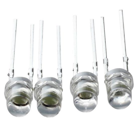 50 Pcs 3mm Lumiere Blanche LED Discret Ampoule Lampe Diode Lumineuse ...