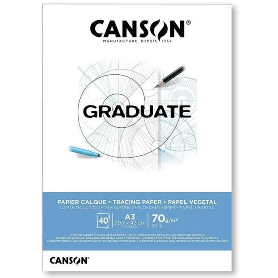 Bloc Papier Calque Canson - A3 - 70 g - 40 feuilles - Cdiscount Beaux ...