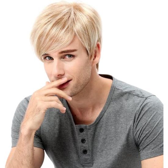 STfantasy Perruque pour Homme Blonde Courte Raide Naturelle Synthétique ...