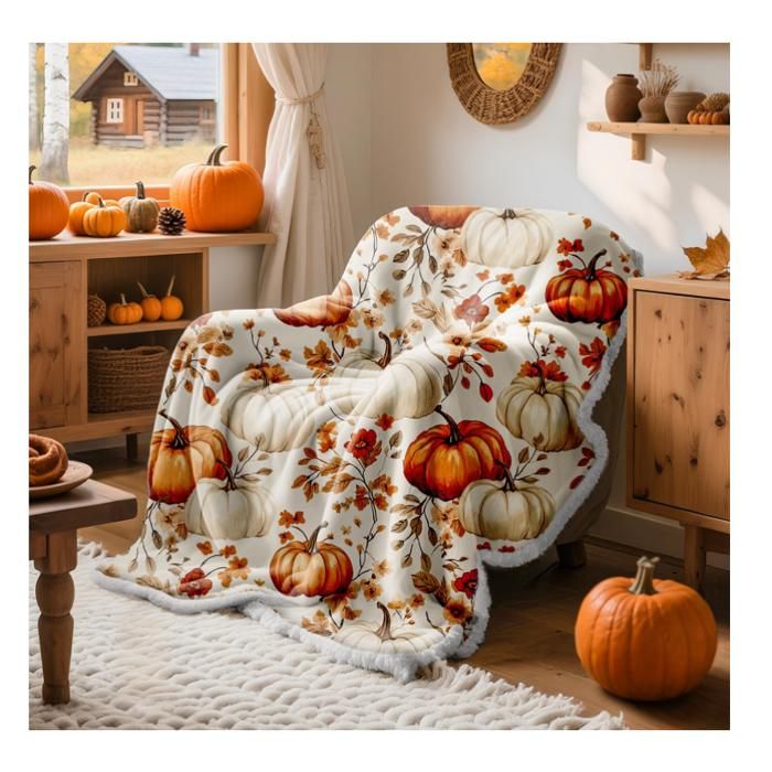 Couverture de Automne Canapé Lit, Orange Plaid de Citrouille Chaise ...