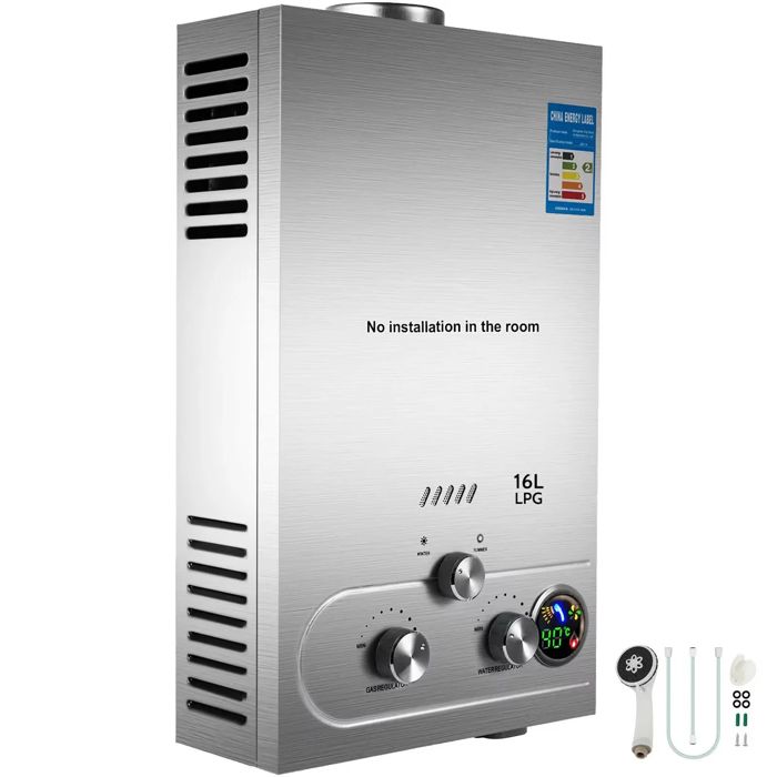 Chauffe-eau instantané au gaz Propane 16L - 32kW, portable avec pomme ...