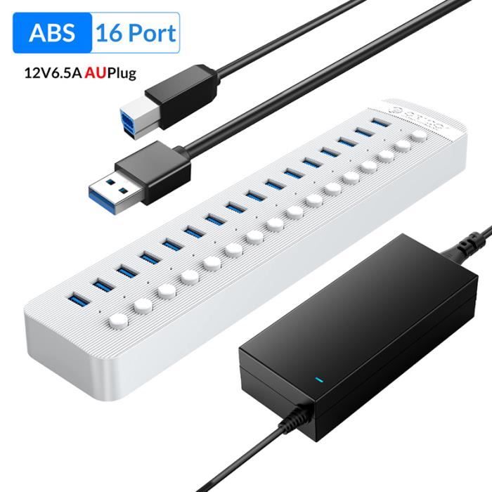 Blanc 16 ports AU - Hub Usb industriel, Station'accueil, commutateur ...