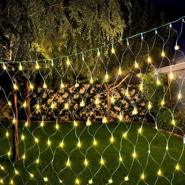 3M x 2M 204 LED Filet Lumineuse Extérieure Solaire Filet Exterieure 8 ...