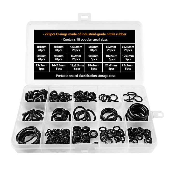 225 pièces Assortiment de Joints Toriques en Caoutchouc, O Ring D ...