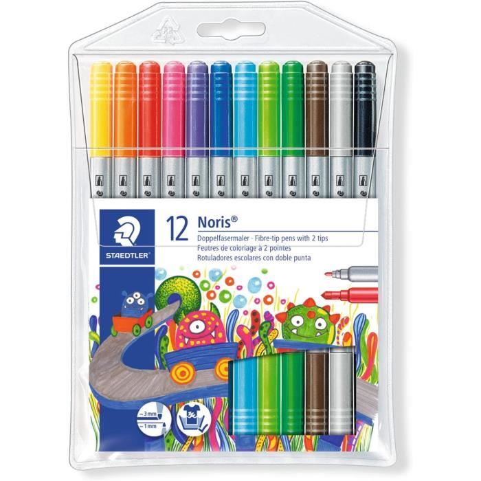 Noris 320, Feutres de Coloriage à Double Pointe, Pochette avec 12 ...