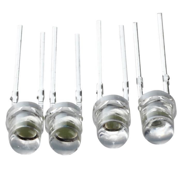 50 Pcs 3mm Lumiere Blanche LED Discret Ampoule Lampe Diode Lumineuse ...