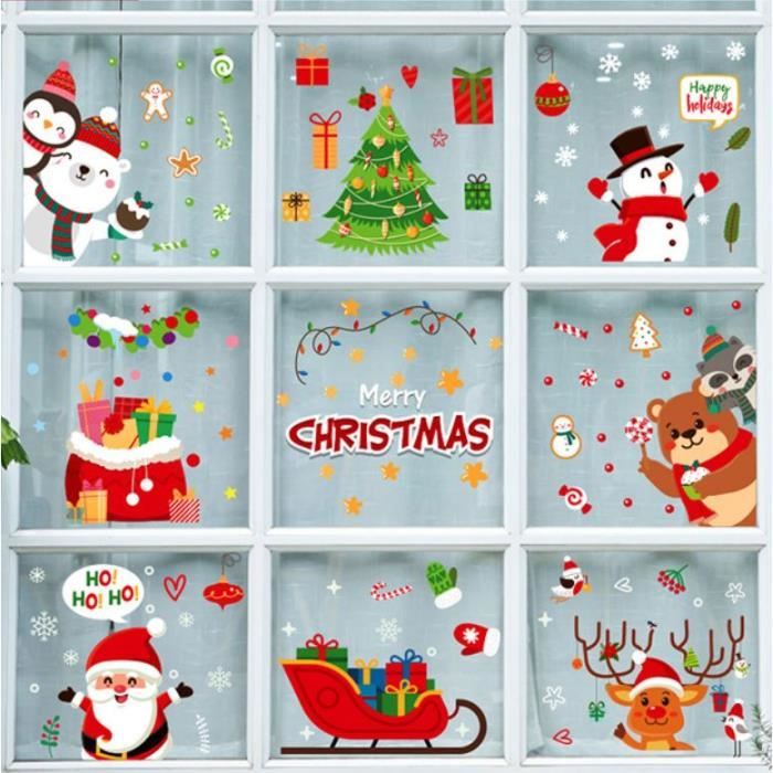 115 PCS Stickers Noel Deco Noel Réutilisables, 9 Feuilles NoëL ...