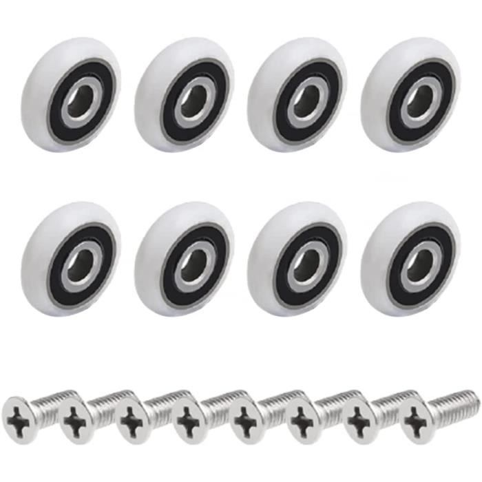 Lot de 8 roulettes de rechange pour porte de douche, 23 mm de diamètre ...