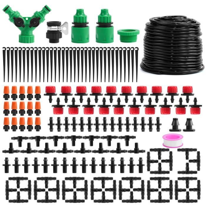 Système d'irrigation Jardin, Kit d'irrigation Goutte,158Pcs Micro Irrigation Goutte à Goutte Kit ...