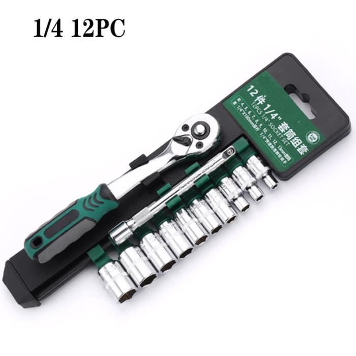 1-4 12 pcs sets - Jeu de clés à cliquet en acier chromé, ensemble ...