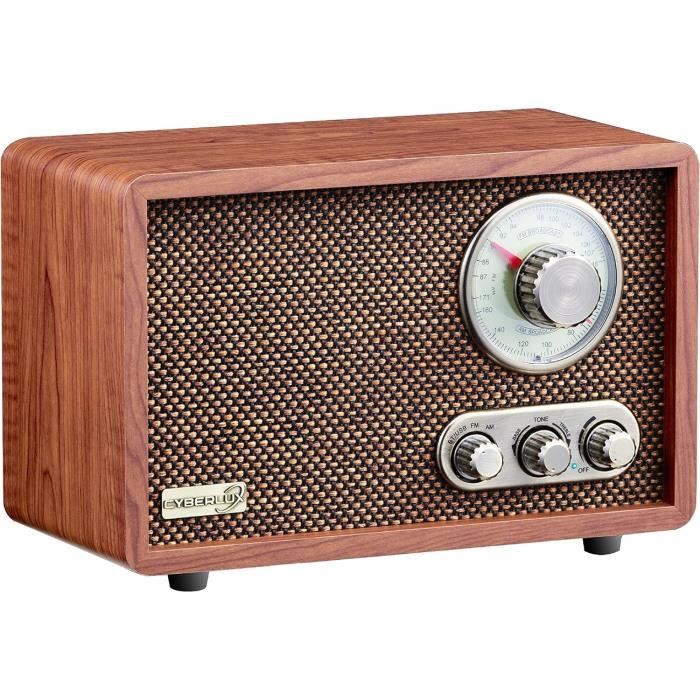 Radio rétro - CYBERLUX - Modèle Bluetooth - USB - FM/AM - Bois marron ...