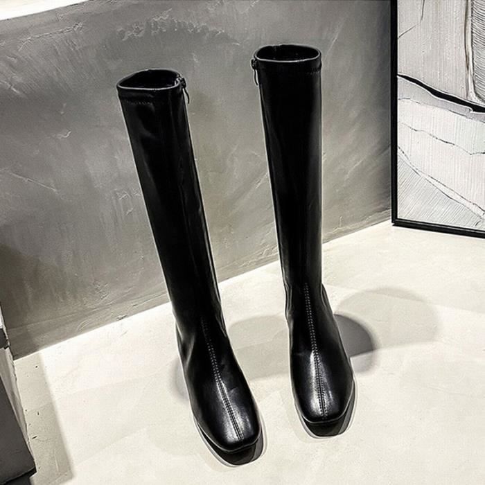 Bottes hautes femmes - VITATA - Bottes longues en cuir - Tige élastique ...