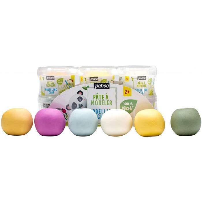Jeu de pâte à modeler - 100% Naturelle - 6 Pots de 90g - Multicolore ...