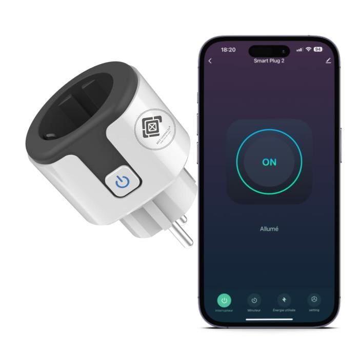 Prise Connectée 20A, Prise Intelligente Wifi Tuya Compatible Avec Alexa ...