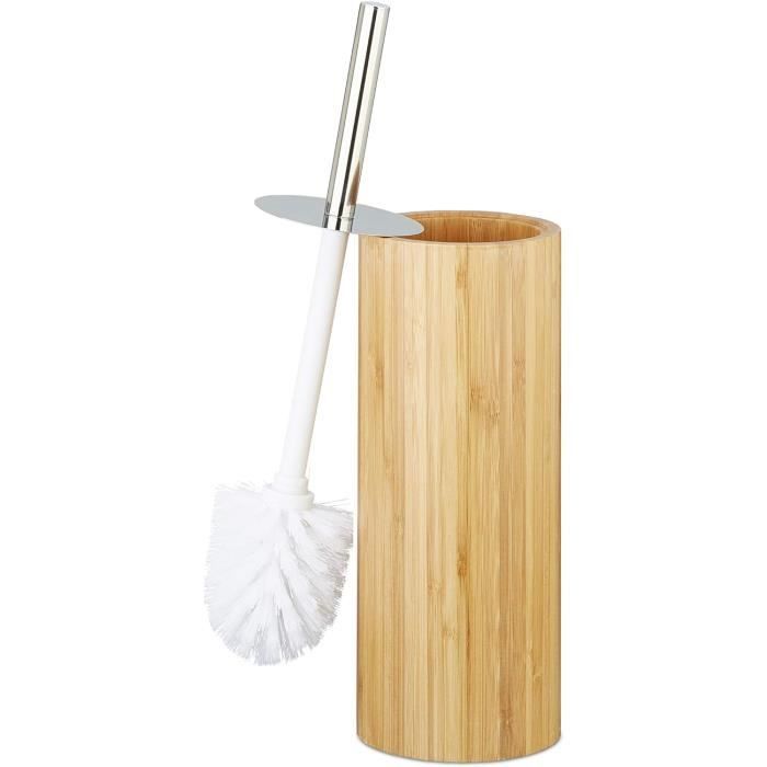 Porte Brosse Wc, Porte-Brosse Toilettes Bambou Rond Salle De Bain ...