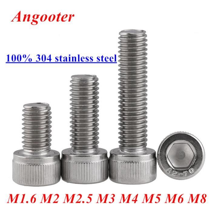 M4 20pcs-5mm -Vis à tête hexagonale en acier inoxydable M1.6 M2 M2.5 M3 M4 M5 M6 M8, douille ...