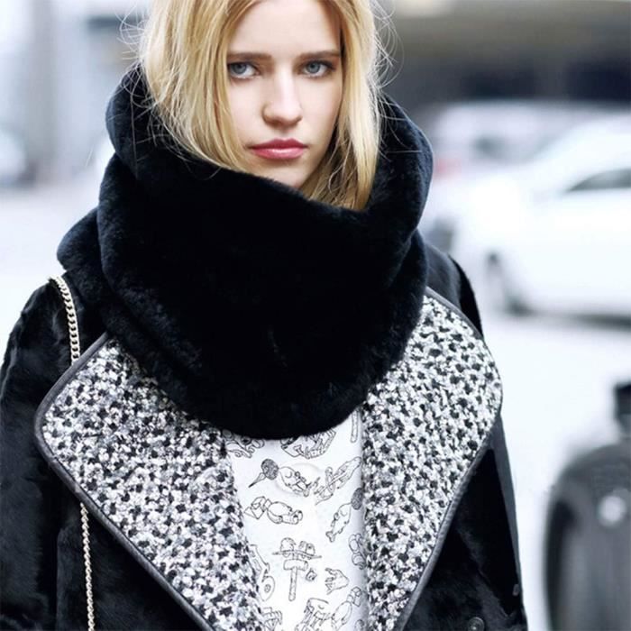 Femmes Foulard En Fausse Fourrure Tubulaire Tour De Cou Chaud Cache-Col ...