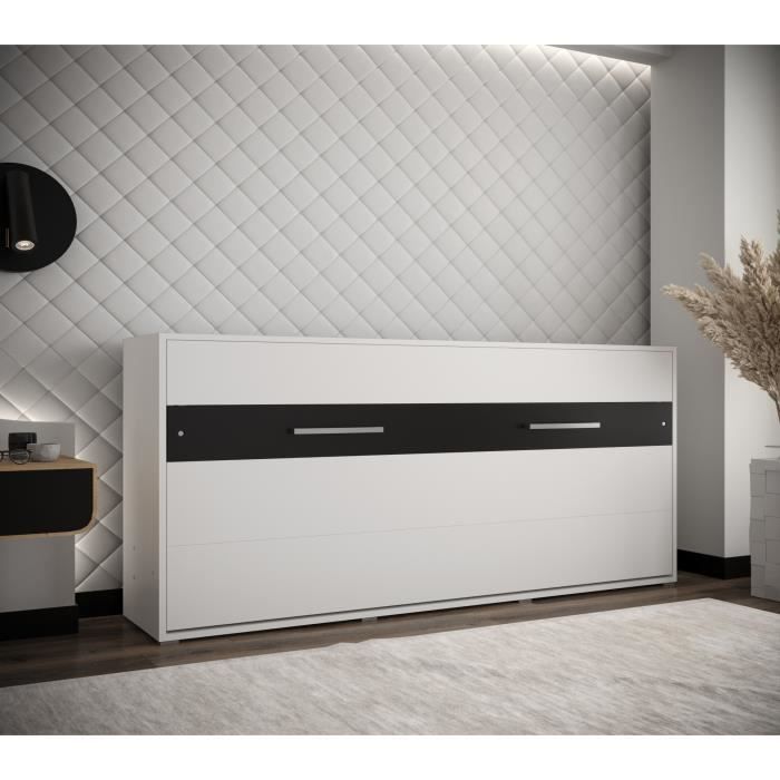 Armoire lit escamotable Horizontal ALABAMA 90 avec Coffre - Style ...