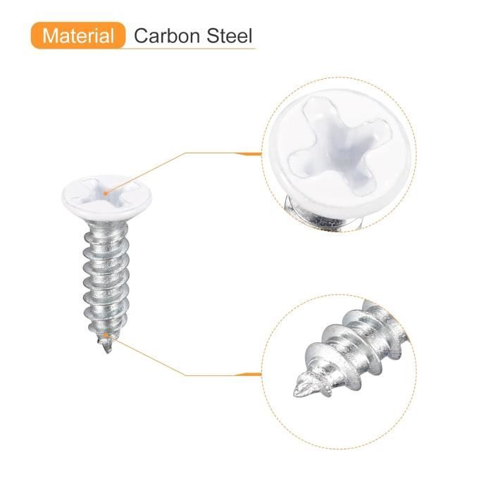 Lot De 100 Vis Autotaraudeuses St3,5 X 15 Mm À Tête Plate Cruciforme ...