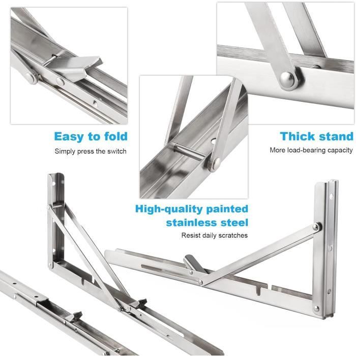 Equerre Pliante,2Pcs Étagère Murale Pliante,Support Etagere Murale ...