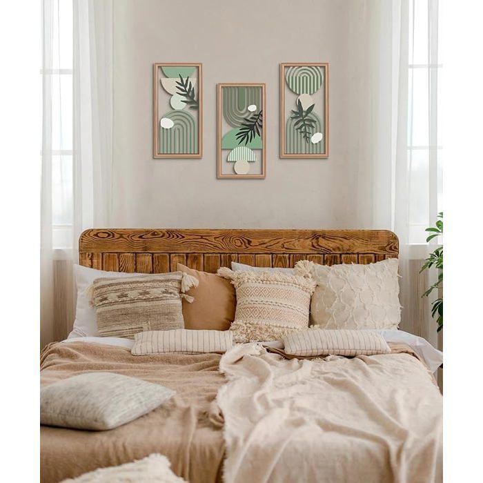 Lot de 3 Cadres muraux Affiches abstraites botanique Vert Sauge Style ...