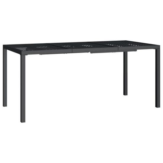 LAI Table de jardin anthracite 165x80x72 cm acier 11609 - Cdiscount Jardin